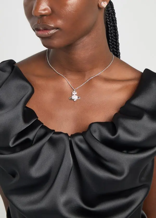 VIVIENNE WESTWOOD Agantha Bas Relief Pavé Necklace - Silver