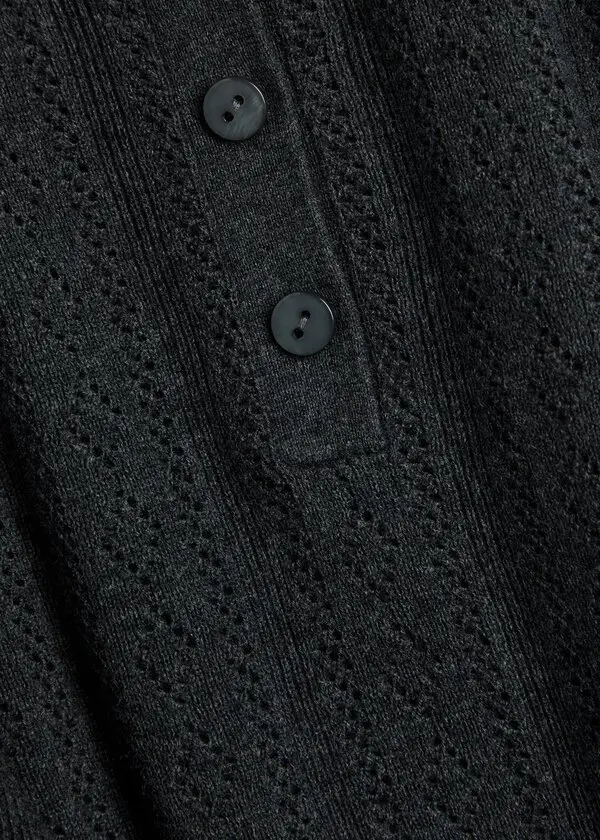 LISA YANG Pointelle Cotton And Cashmere-blend Polo Shirt - Grey