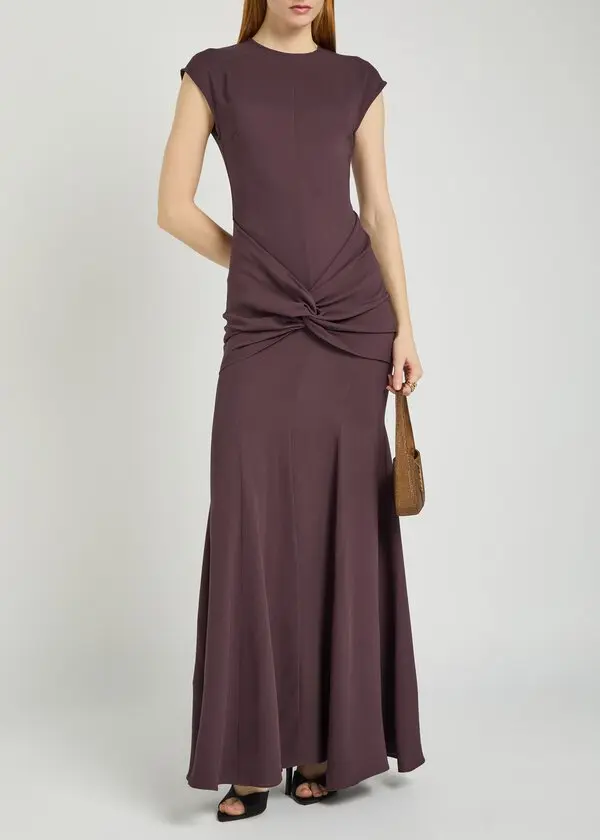 Tove Ames Twisted Jersey Maxi Dress - Brown