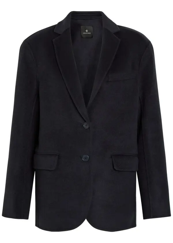 ANINE BING Wool And Cashmere-blend Jacket - Navy
