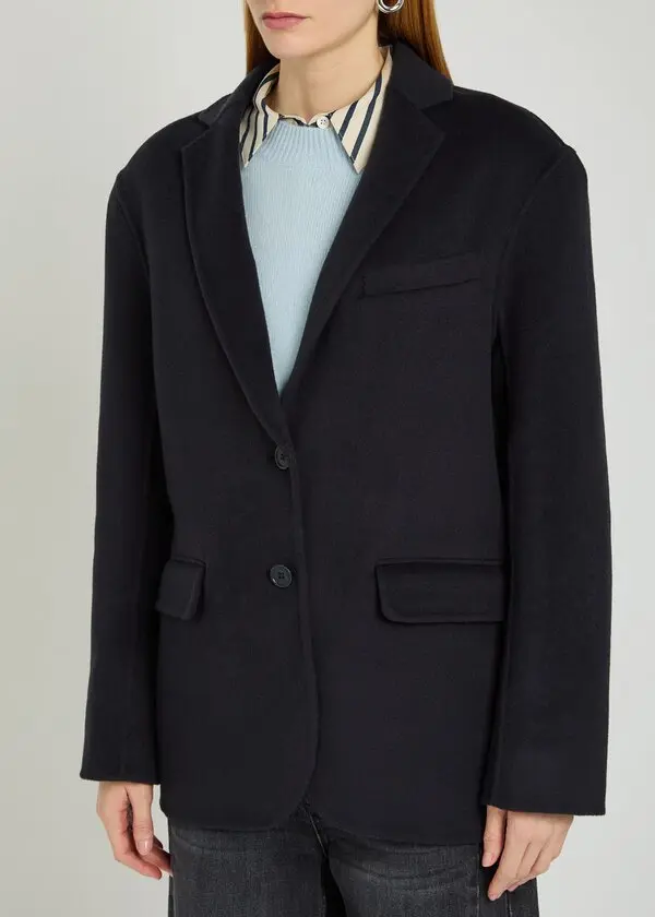ANINE BING Wool And Cashmere-blend Jacket - Navy