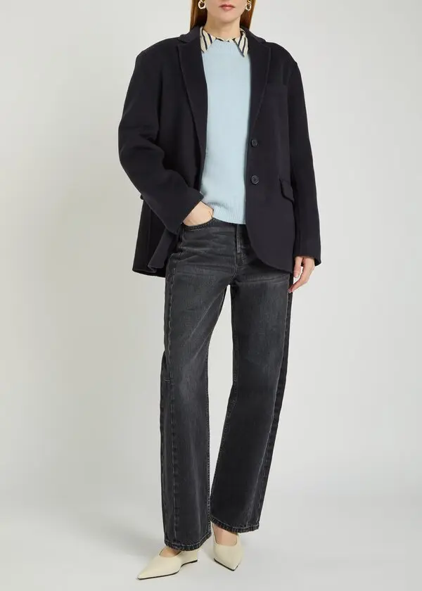 ANINE BING Wool And Cashmere-blend Jacket - Navy