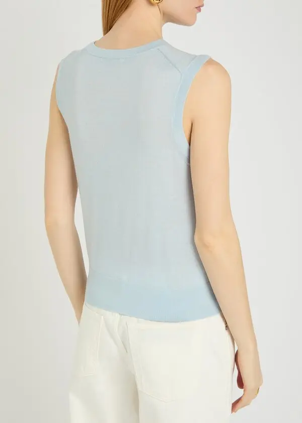ANINE BING Moni Wool And Cashmere-blend Tank Top - Light Blue