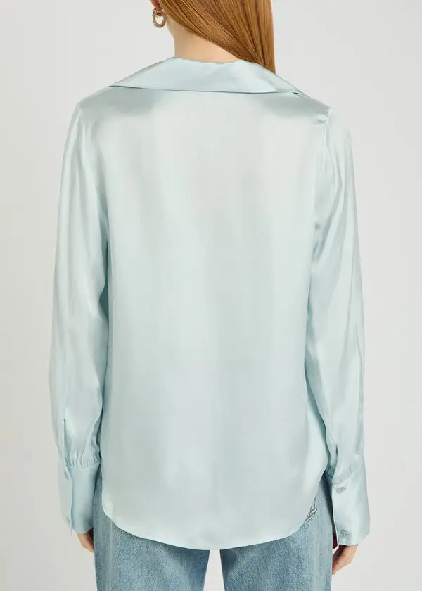 ANINE BING Silk-blend Button-down Shirt - Light Blue