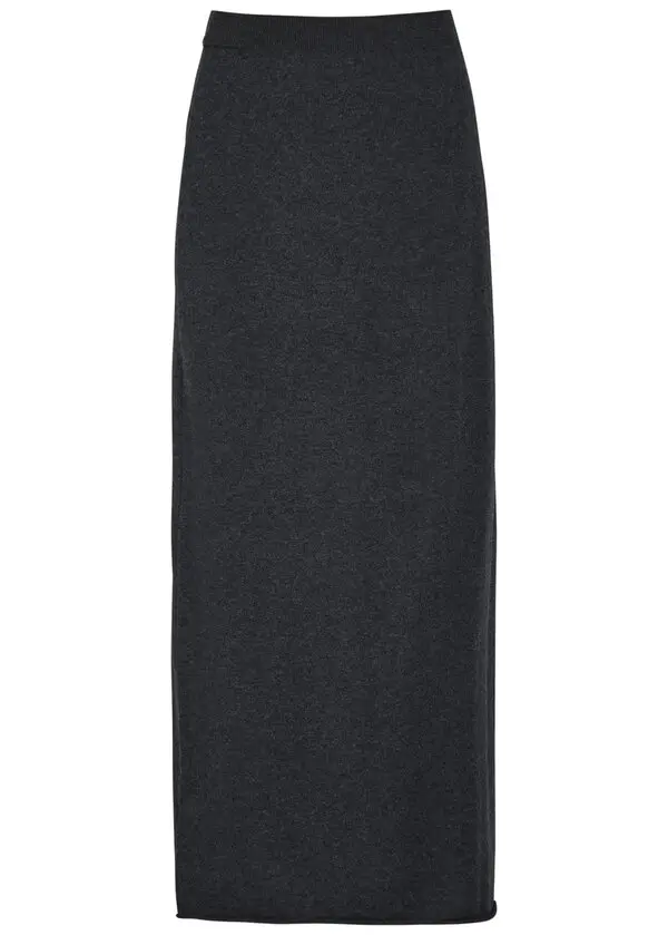 LISA YANG Cotton And Cashmere-blend Midi Pencil Skirt - Grey