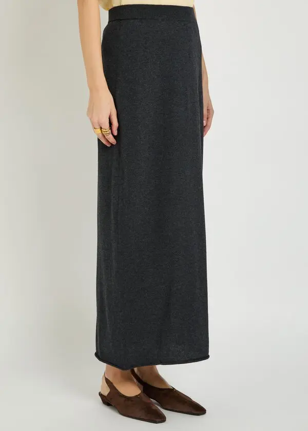 LISA YANG Cotton And Cashmere-blend Midi Pencil Skirt - Grey