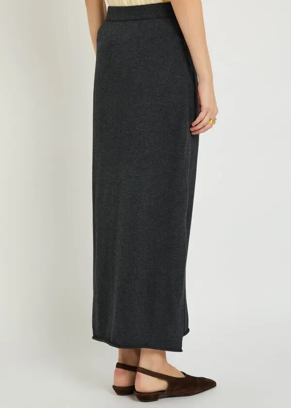 LISA YANG Cotton And Cashmere-blend Midi Pencil Skirt - Grey