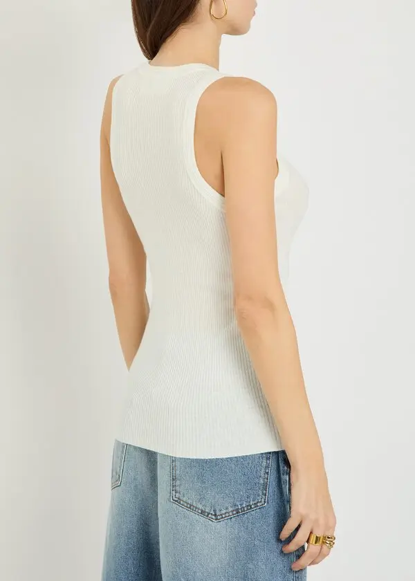 LISA YANG Amaya Ribbed Cotton And Cashmere-blend Tank Top - White