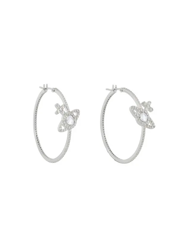 VIVIENNE WESTWOOD Olympia Cz Pavé Hoop Earrings - Silver
