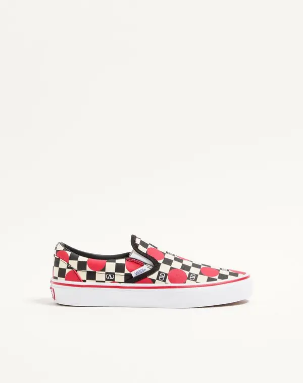 Valentino Garavani Vlogo Checkerboard Print Slip-on Trainer - Butter/black/rouge Pur