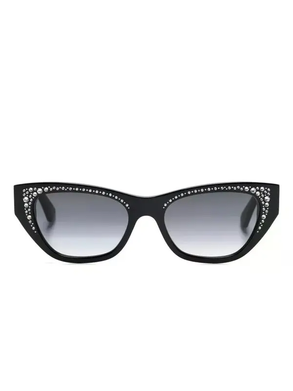 Alexander McQueen Pavé-jewelled Cat-eye Sunglasses - Black