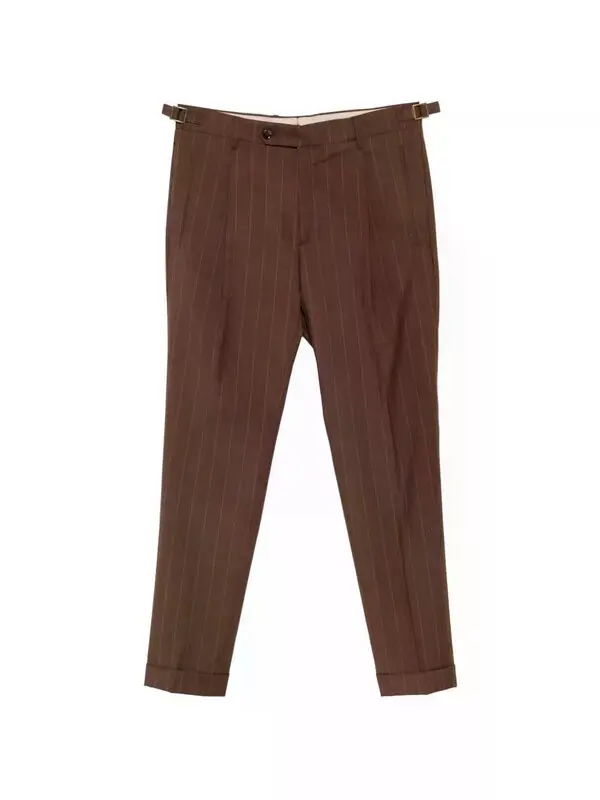 BERWICH Pinstriped Pleated Trousers - Brown