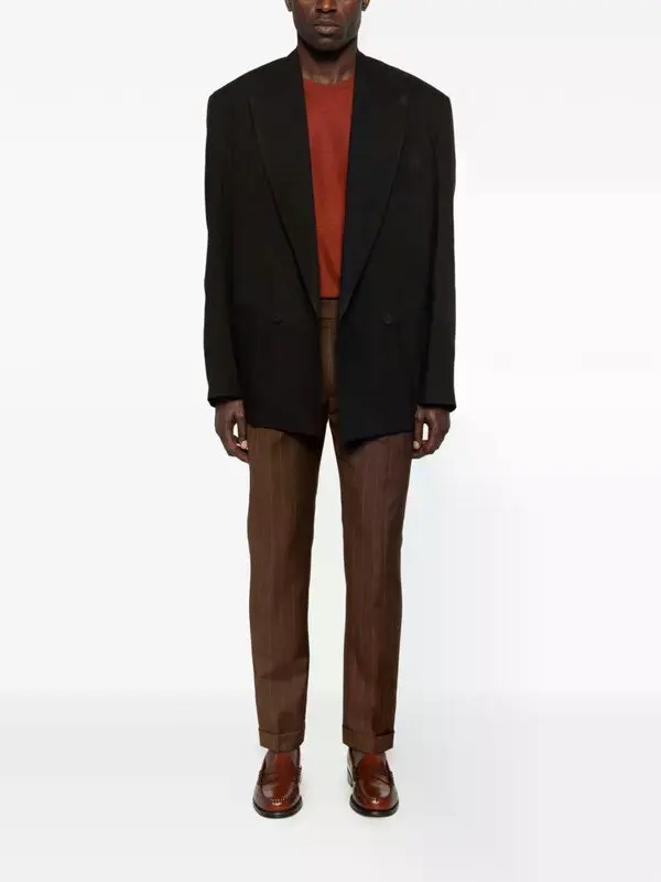 BERWICH Pinstriped Pleated Trousers - Brown