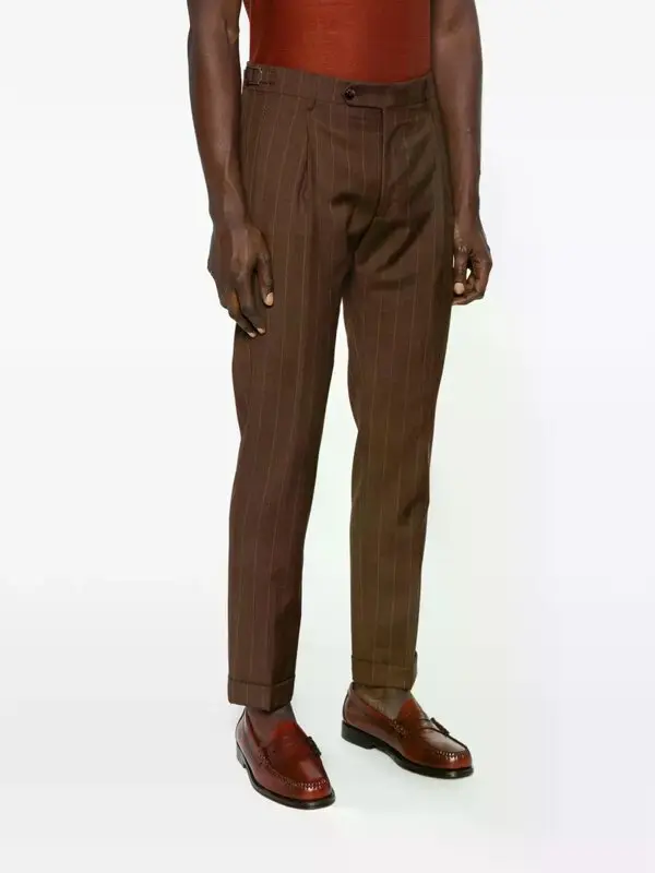 BERWICH Pinstriped Pleated Trousers - Brown