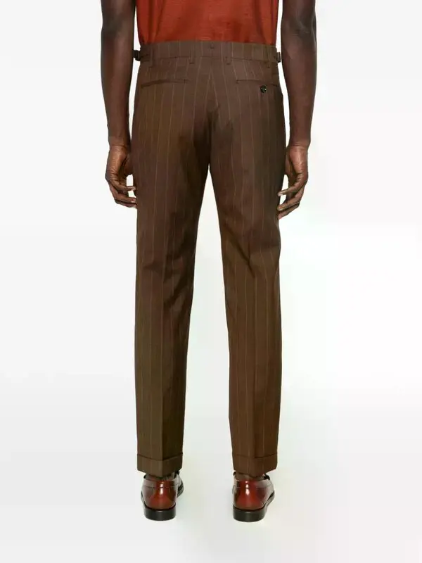 BERWICH Pinstriped Pleated Trousers - Brown