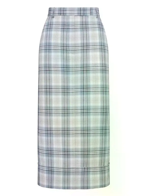 Thom Browne Plaid Midi Skirt With Belt Loops