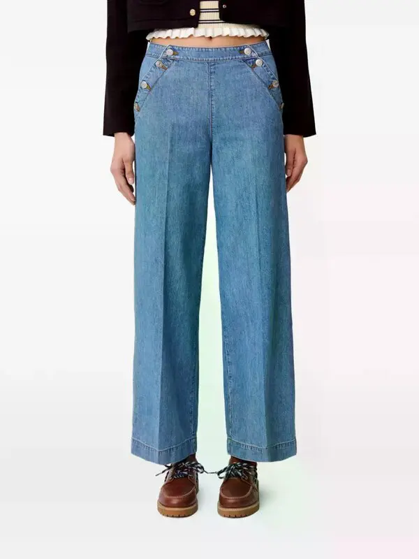 Claudie Pierlot Sailor Denim Wide-leg Jeans - Blue
