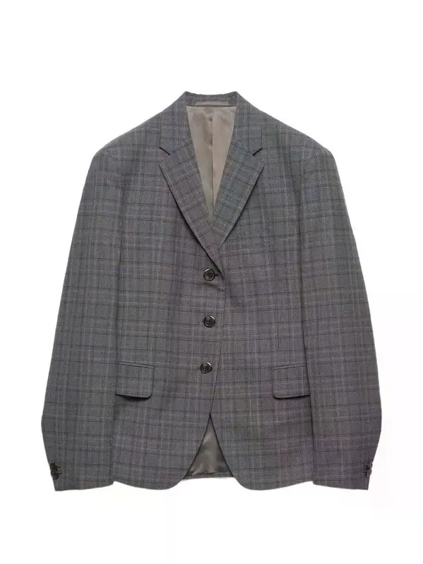 Prada Single-breasted Prince Of Wales Checked Virgin Wool Jacket - Grey