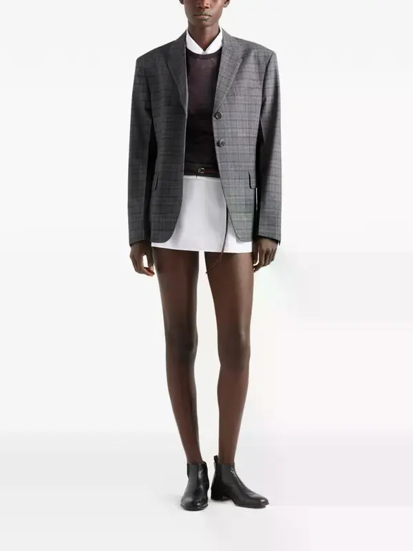 Prada Single-breasted Prince Of Wales Checked Virgin Wool Jacket - Grey