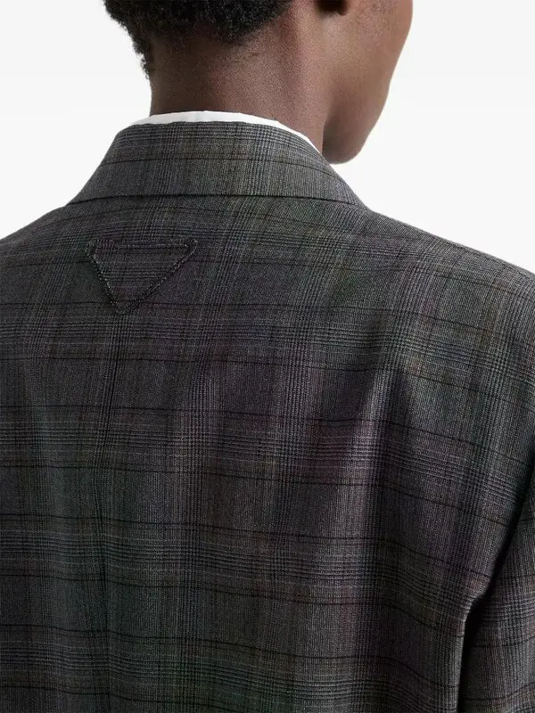 Prada Single-breasted Prince Of Wales Checked Virgin Wool Jacket - Grey