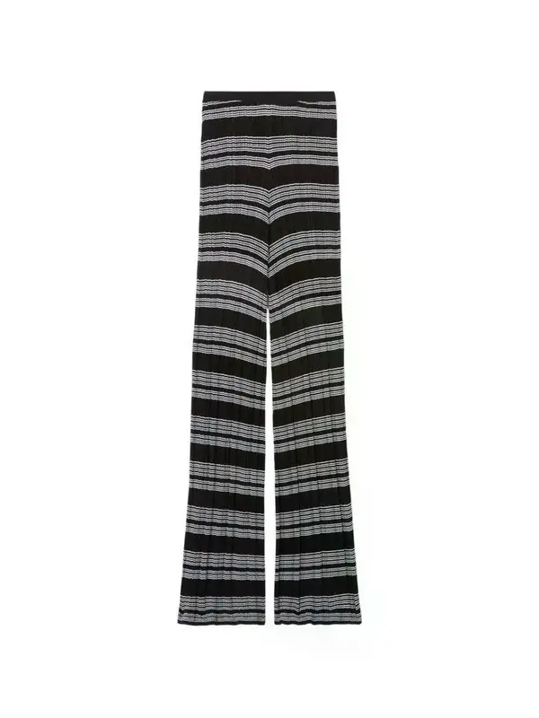 Claudie Pierlot Striped Knit Flared Trousers - Black