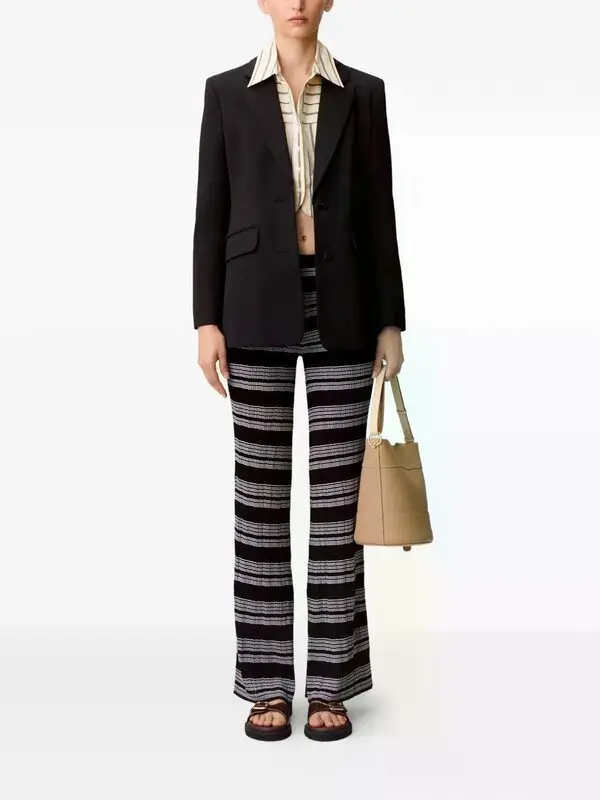 Claudie Pierlot Striped Knit Flared Trousers - Black