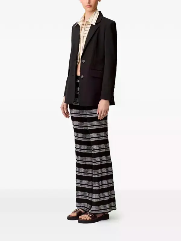 Claudie Pierlot Striped Knit Flared Trousers - Black