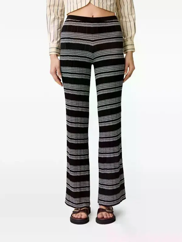 Claudie Pierlot Striped Knit Flared Trousers - Black