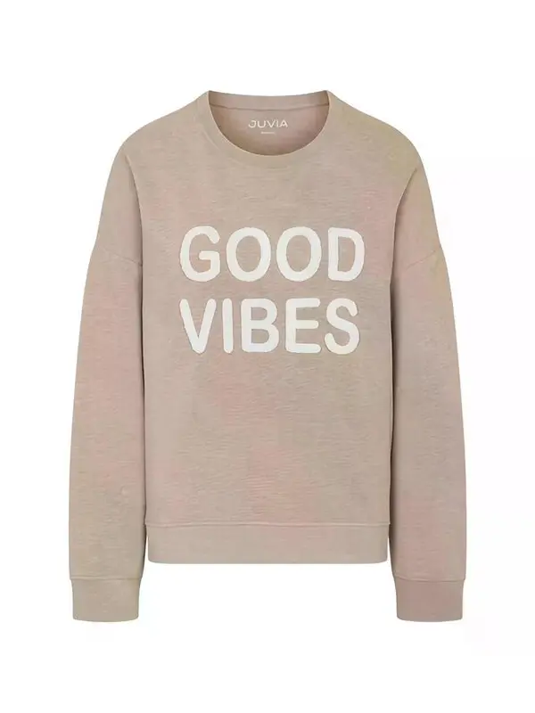 JUVIA Good Vibes Fleece Sweatshirt - Neutrals