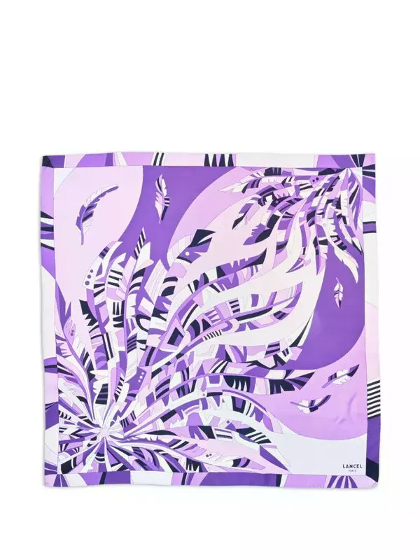 LANCEL Printed Silk Square Scarf - Purple