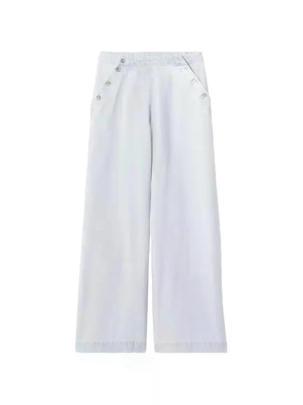 Claudie Pierlot Sailor Button Detail Wide Leg Jeans - Blue