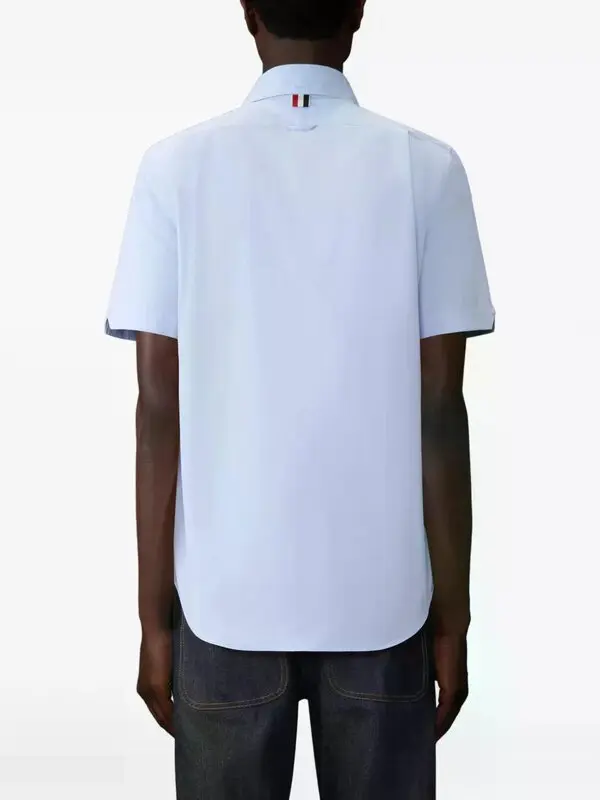 Thom Browne Solid Poplin Tennis-racquet Embroidery Short-sleeve Shirt