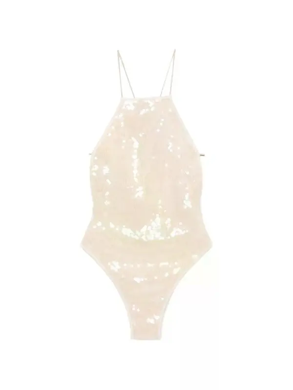 Oseree Sequin-embellished Swimsuit - Neutrals
