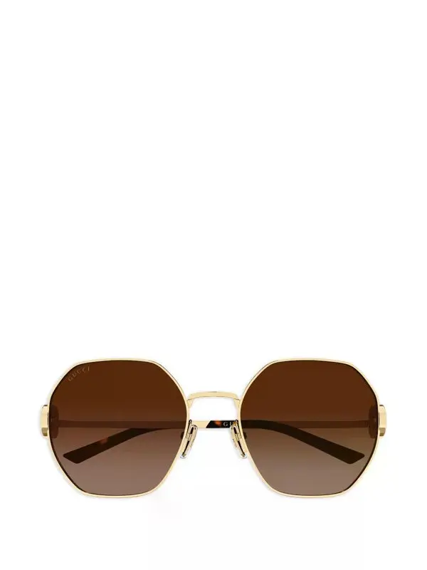 Gucci Interlocking G Geometric-frame Sunglasses - Gold