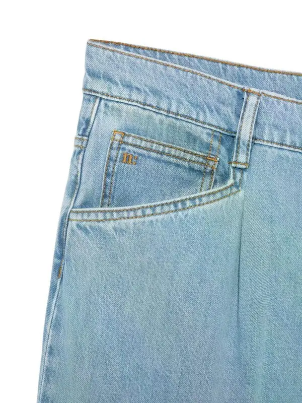 NINE:INTHE:MORNING Pleated Cotton Jeans - Blue