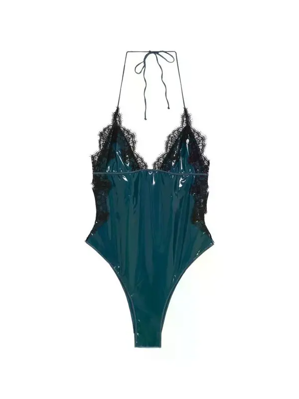 Oseree Lace-trim Swimsuit - Blue