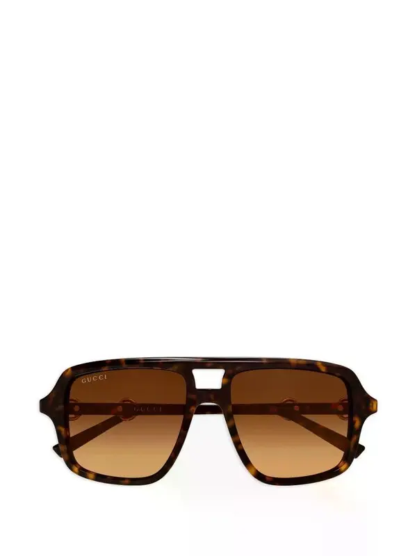 Gucci Horsebit-detail Square-frame Sunglasses - Brown