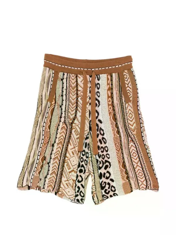 LANEUS Patterned Drawstring Shorts