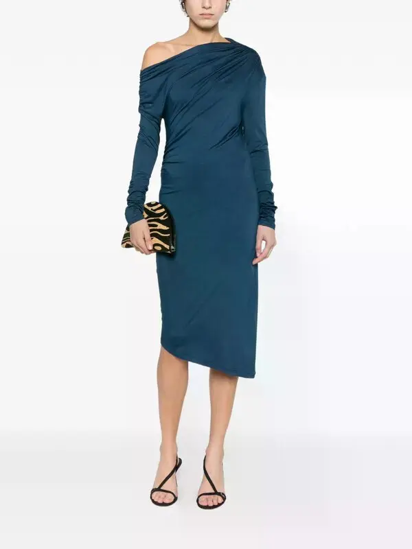 Patrizia Pepe Asymmetric-neck Midi Dress