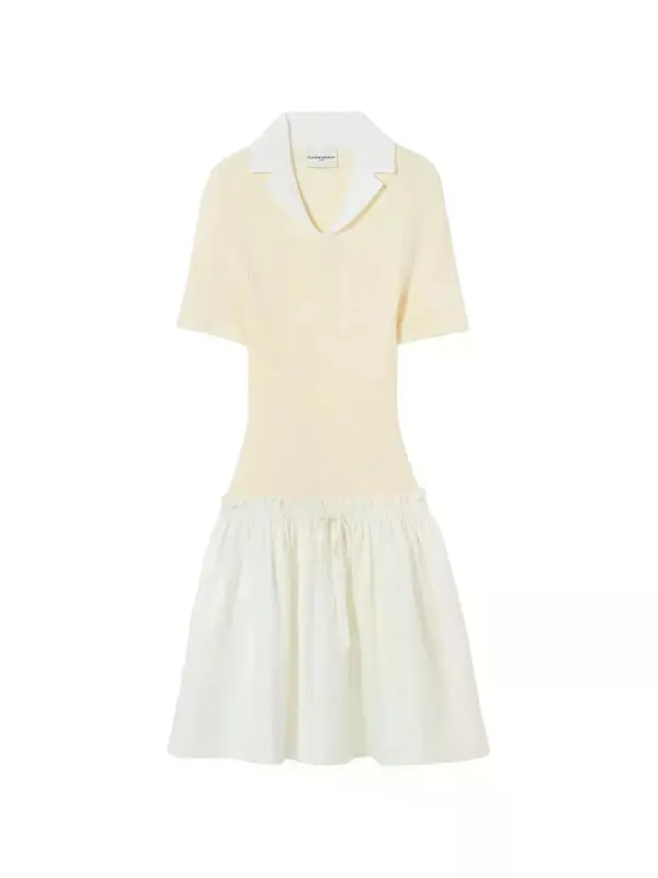 Claudie Pierlot Ribbed Knit Collared Mini Dress - Neutrals