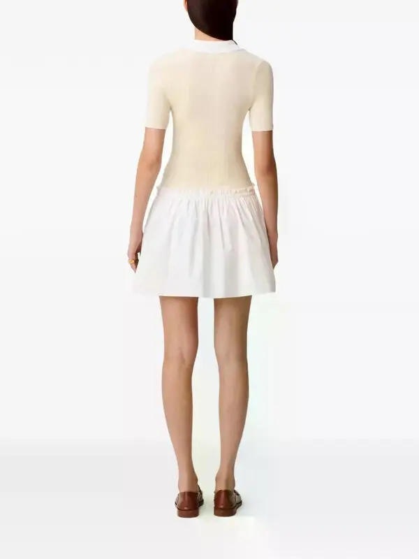 Claudie Pierlot Ribbed Knit Collared Mini Dress - Neutrals