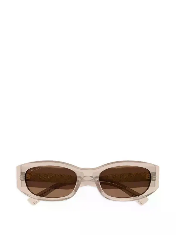 Gucci Geometric-frame Sunglasses - Brown