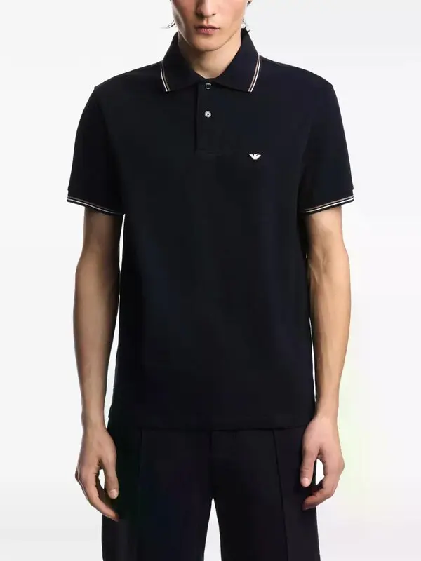 Emporio Armani Slim Fit Polo Essential In Stretch Cotton Pique - Blue