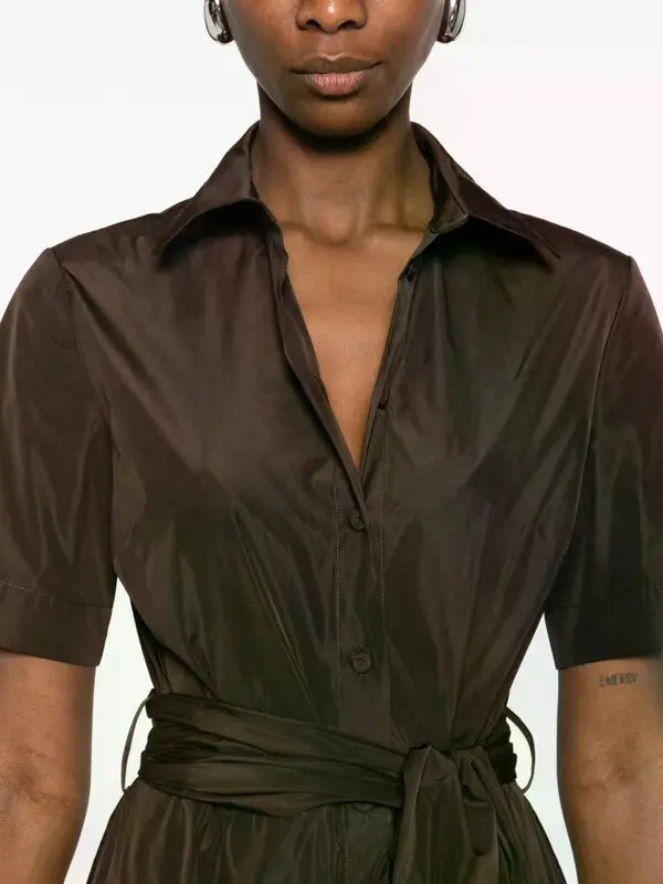 P.a.r.o.s.h Tie-waist Maxi Shirt Dress - Brown