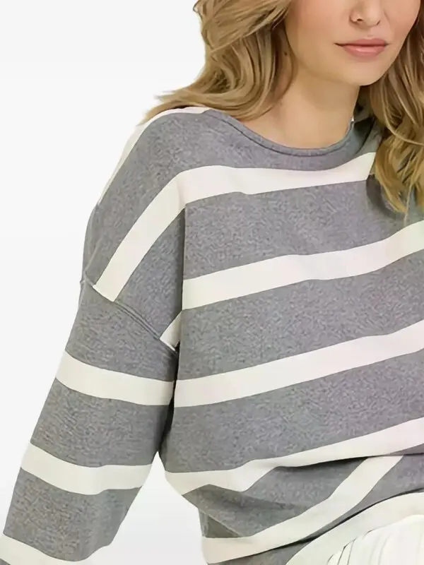 JUVIA Striped Logo-sleeve Sweater