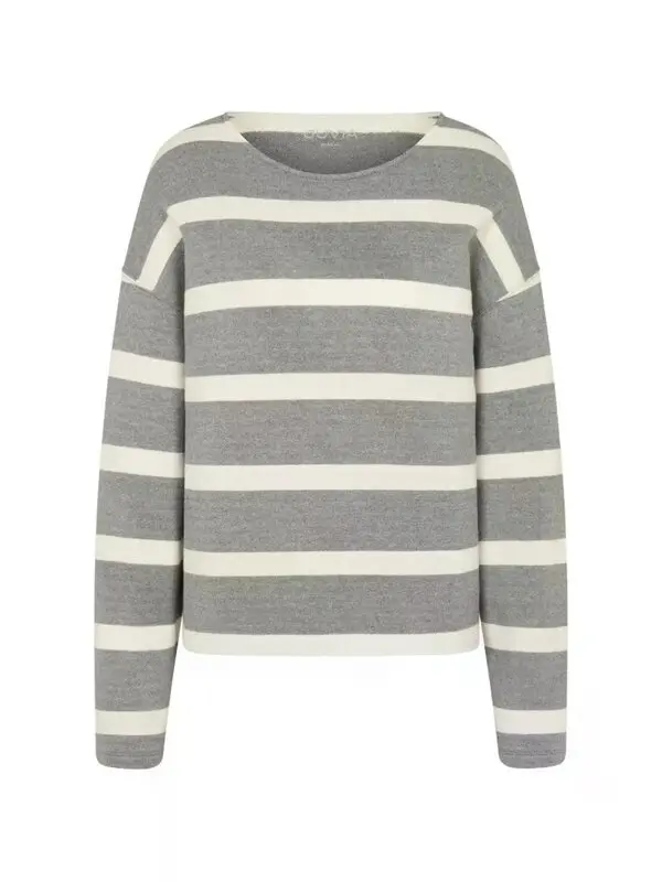 JUVIA Striped Logo-sleeve Sweater
