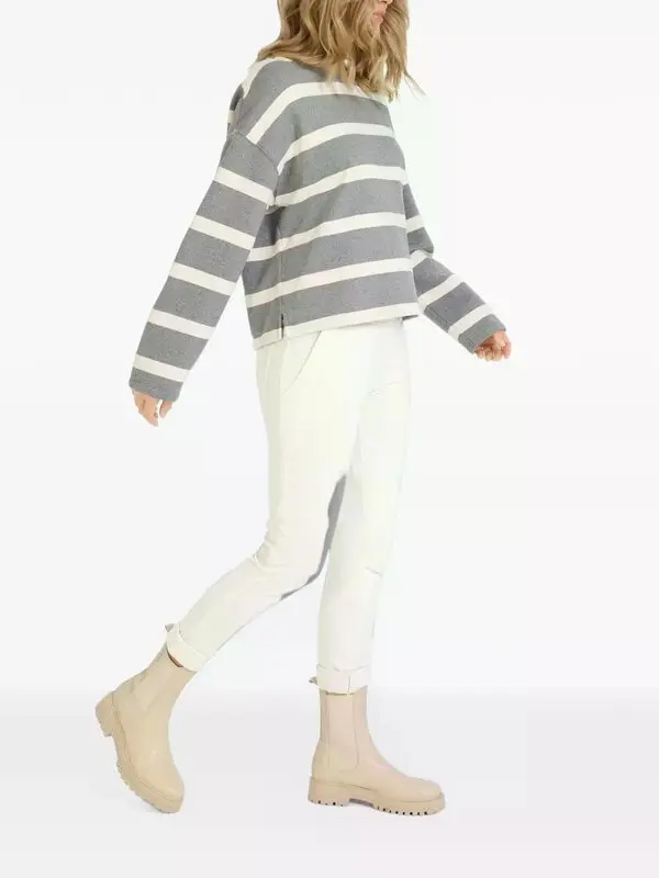 JUVIA Striped Logo-sleeve Sweater