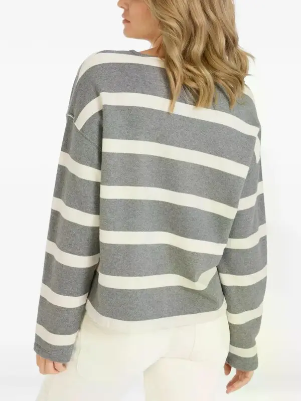 JUVIA Striped Logo-sleeve Sweater
