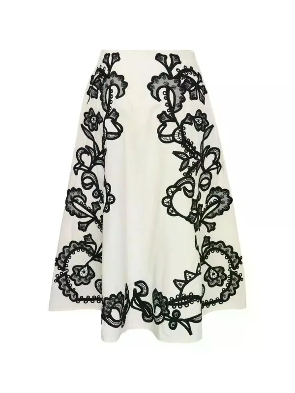 Ulla Johnson Embroidered A-line Midi Skirt