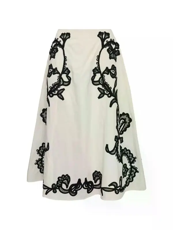 Ulla Johnson Embroidered A-line Midi Skirt